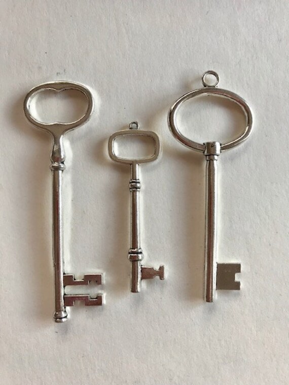 Pewter Key Pendants Three Large pewter Keys | Etsy