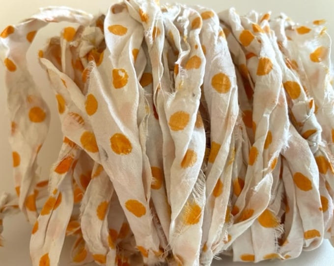 Dotted Sari Silk Ribbon Recycled Sari Silk Ribbon Polka Dot Sari Ribbon ...