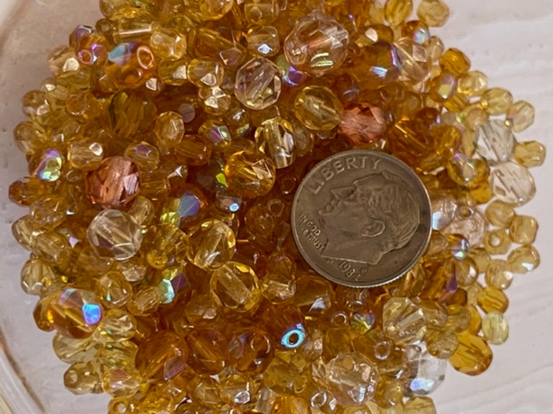Faceted Gold Crystal Bead Mix - Loose Glass Crystal Beads - Jewelry ...