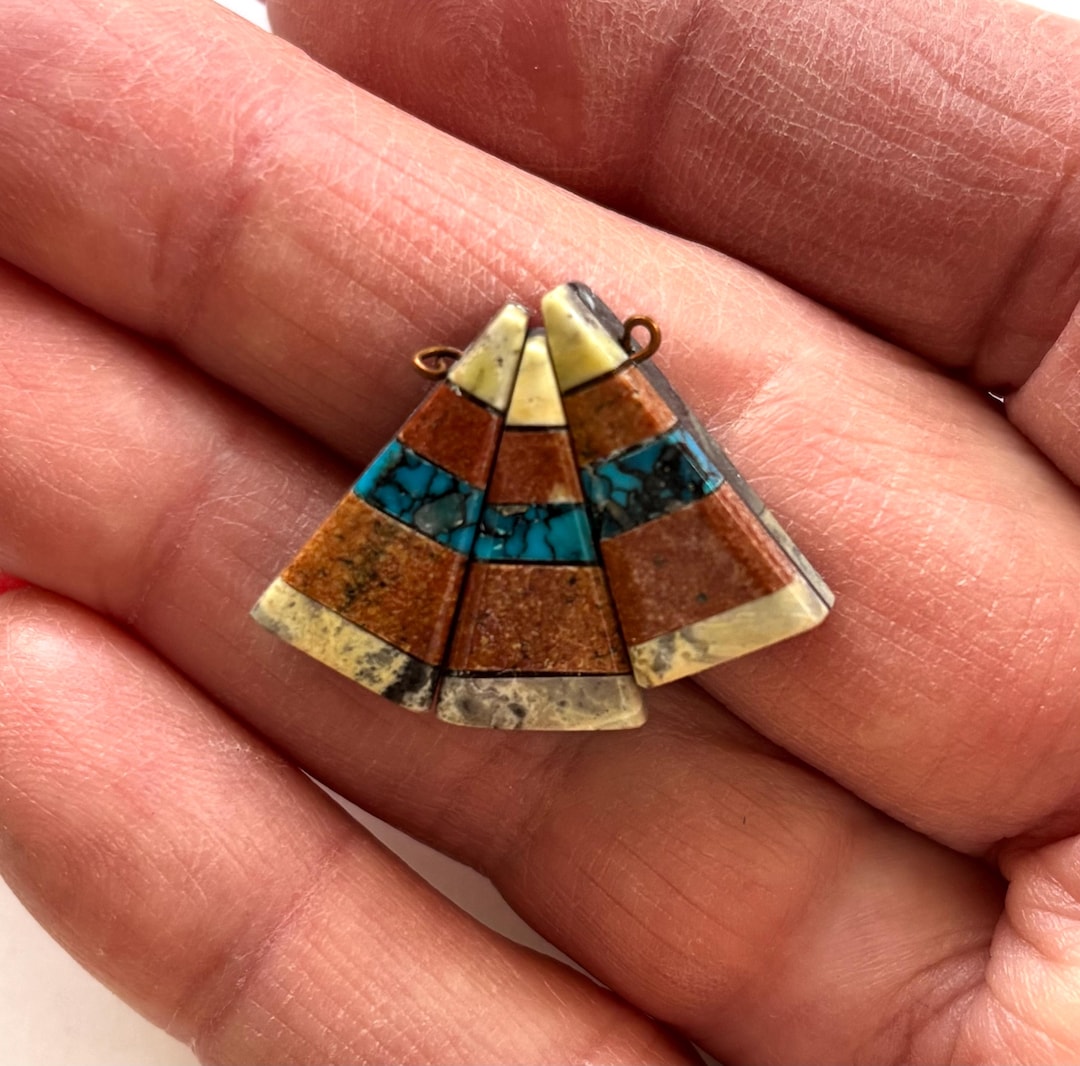 Gemstone Mosaic Inlay Pendants - Intarsia Inlay Pendant Trio - Santo ...