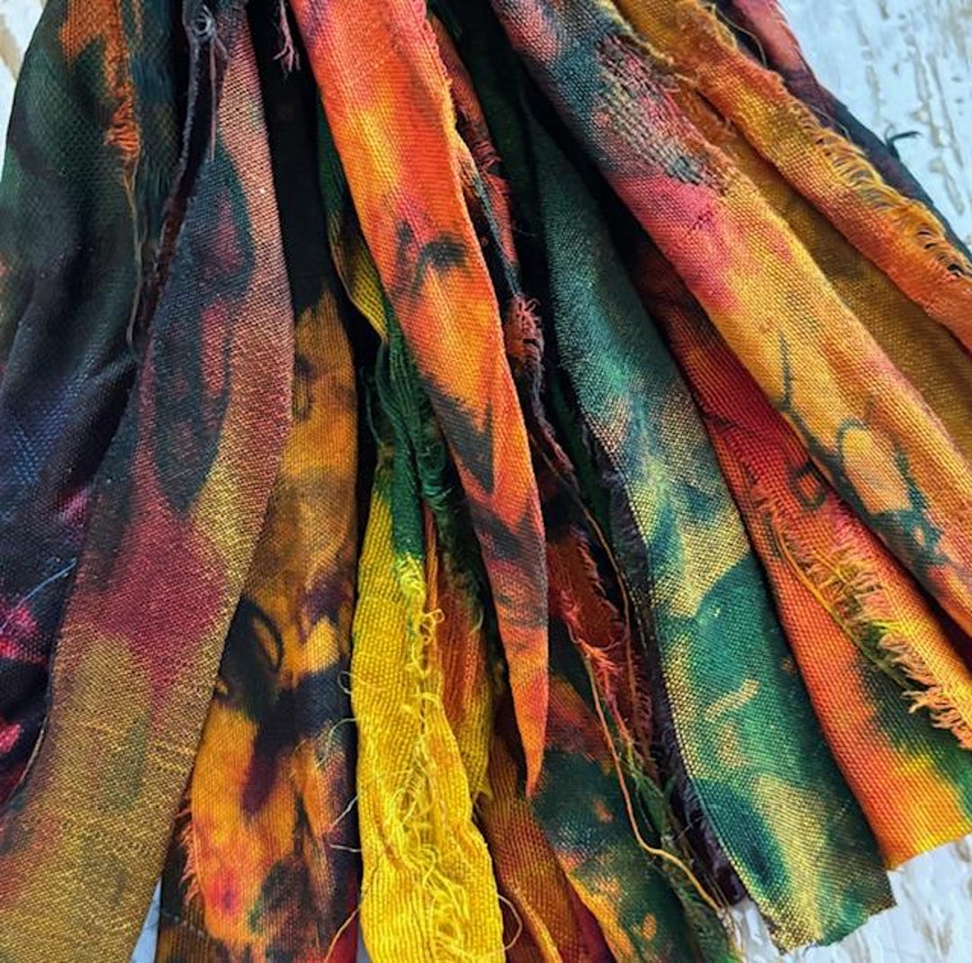 Tie Dye Sari Silk - Recycled Sari Silk Ribbon - Fall Colors Tie Dye ...