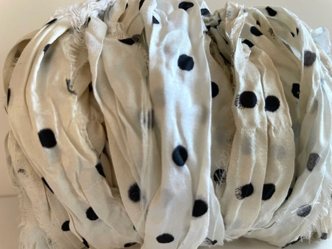 Dotted Sari Silk Ribbon Recycled Sari Silk Ribbon Polka Dot Sari Ribbon ...