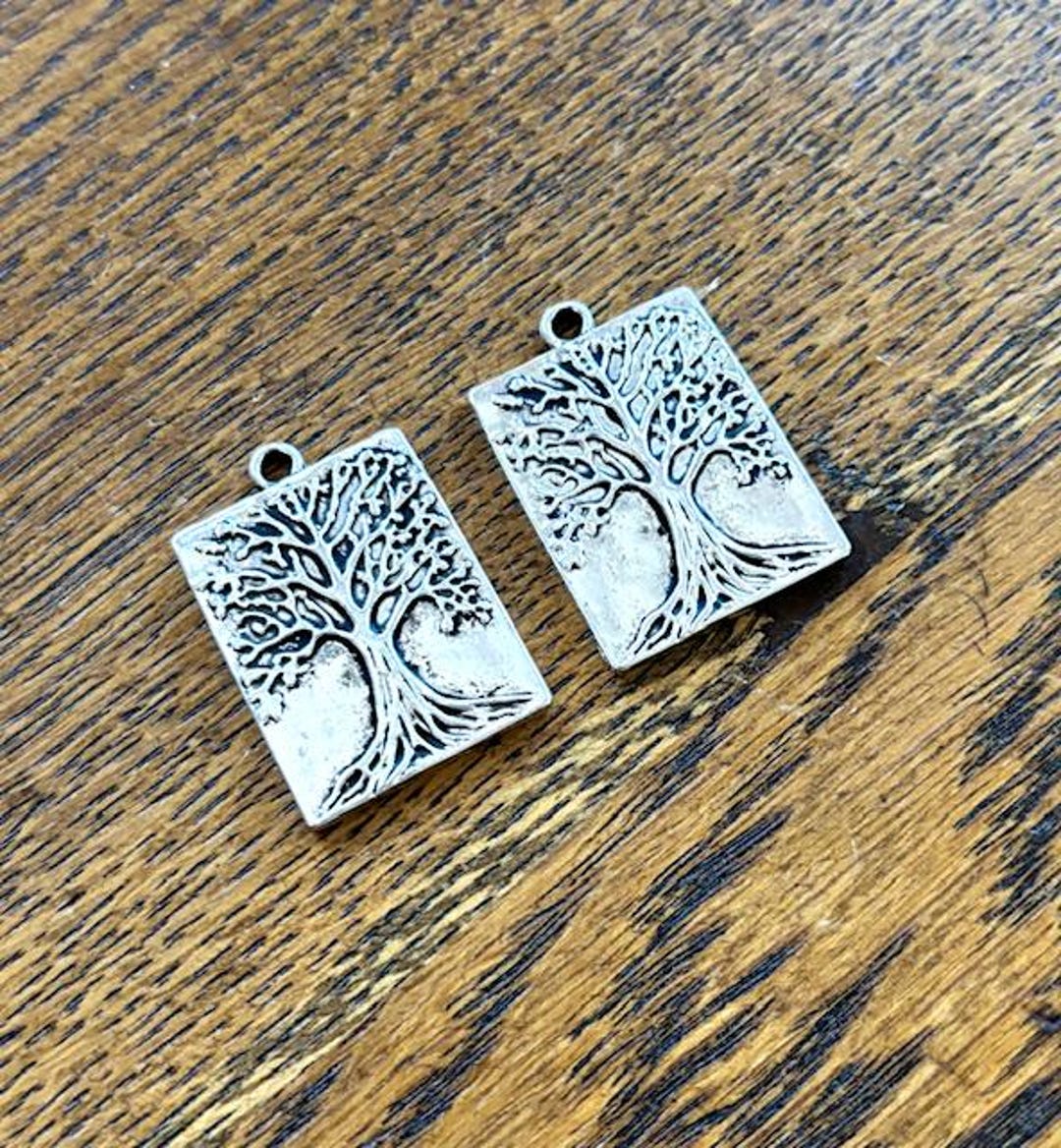 Tree of Life Pendants - 2 Medium Pewter Tree of Life Charms - Jewelry ...