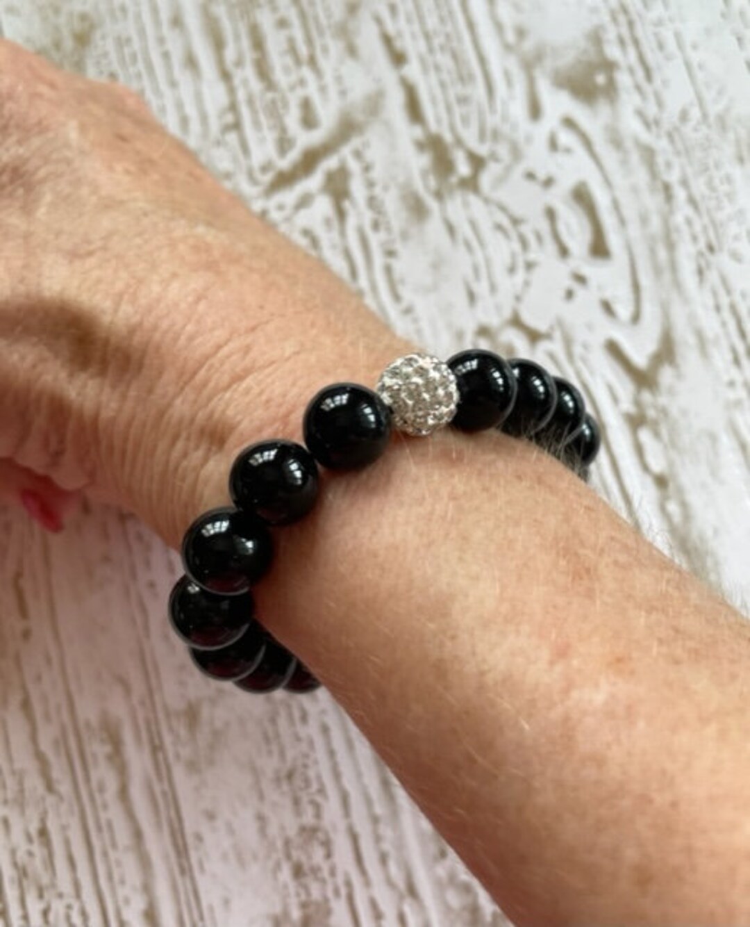 Black Onyx Yoga Bracelet - Onyx Energy Stretch Bracelet - Black Onyx ...