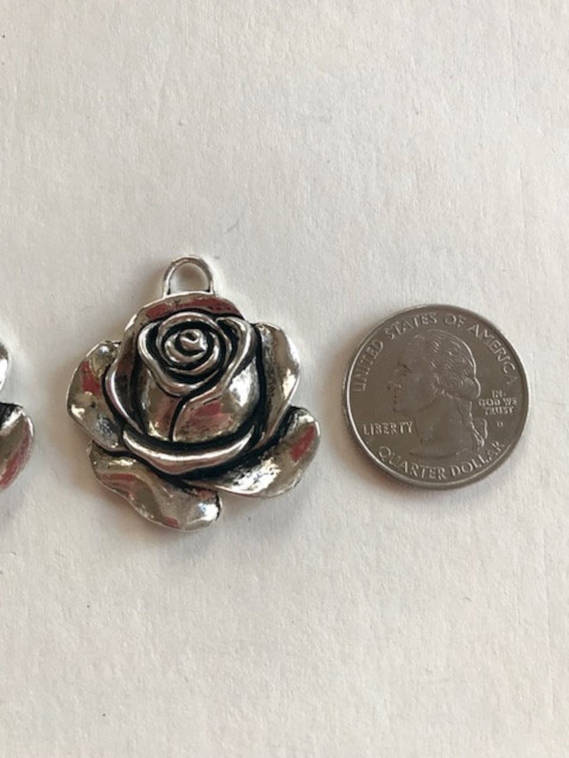 Large Rose Pendants Two Large Pewter Rose Pendant Charms - Etsy Norway