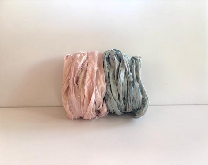 Recycled Sari Silk - Sari Silk Ribbon Yardage - Light Pink Sari Ribbon ...