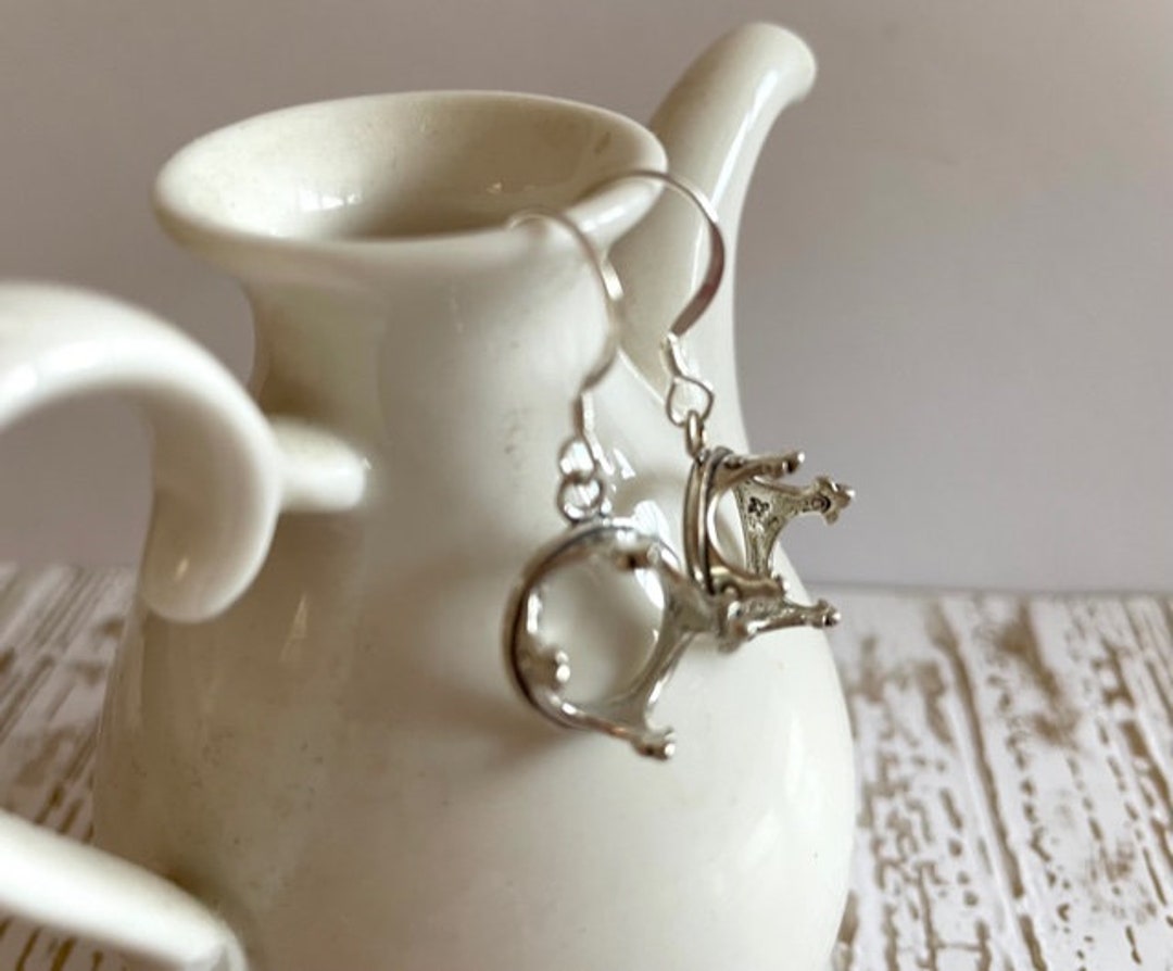 Small Silver Crown Earrings - Sterling Silver Earrings - Princess Crown ...