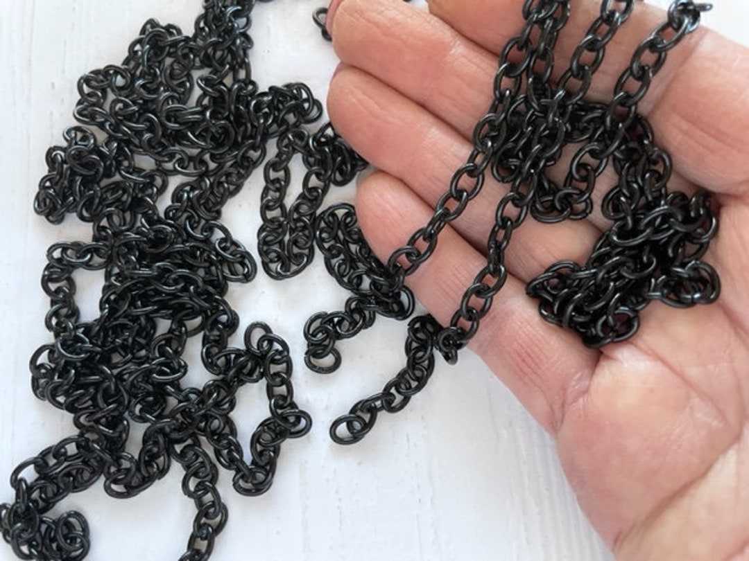 Black Link Chain Lot 3 35 Pieces 8mm Black Link Chain Jewelry Making ...