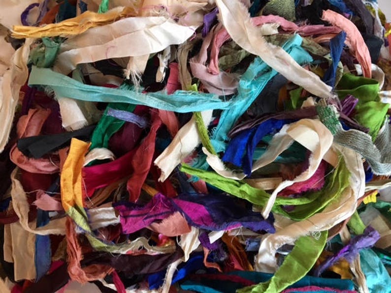 Recycled Sari Silk Ribbon Short Scraps Multi Colored Sari | Etsy