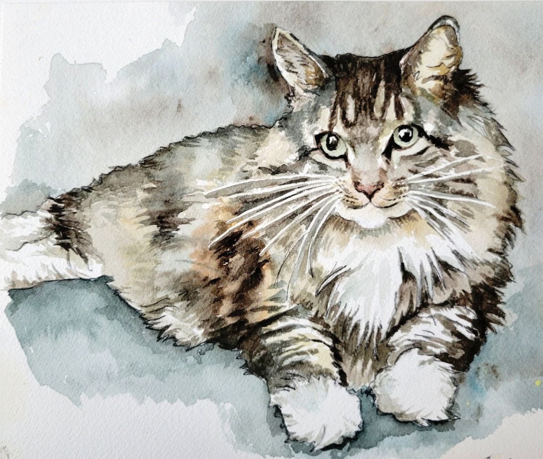 Custom Cat Painting, Cat Portrait, Watercolor Pet, Cat Art, Custom Pet ...