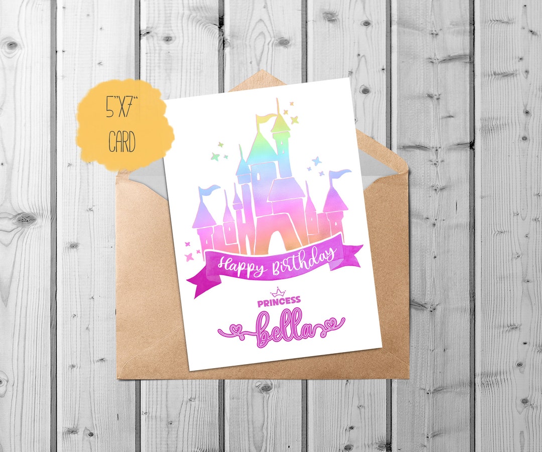 Digital Printable Personalised Birthday Princess Card 4x6 5x7. Princess ...