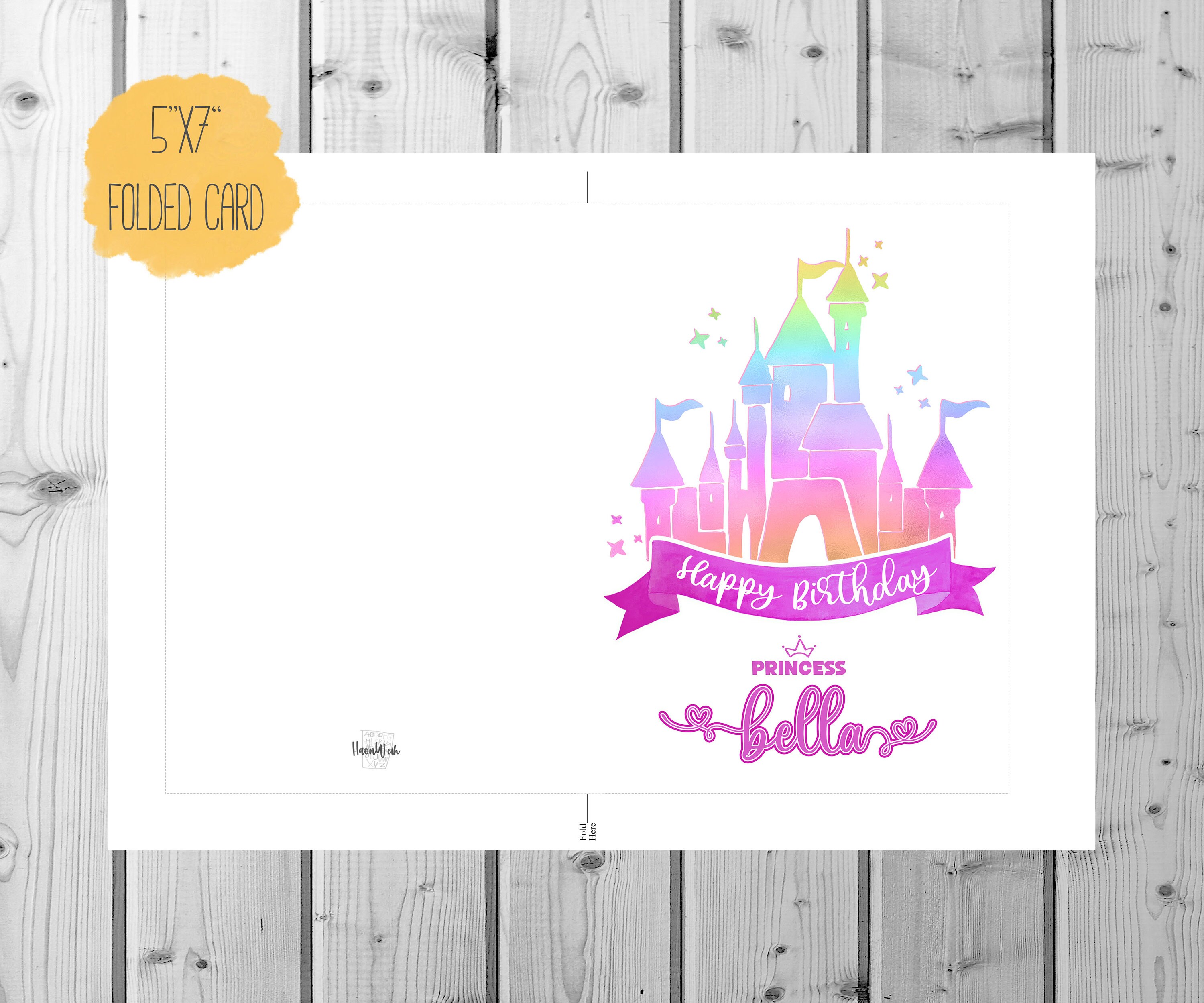 Digital Printable Personalised Birthday Princess Card 4x6 5x7. Princess ...
