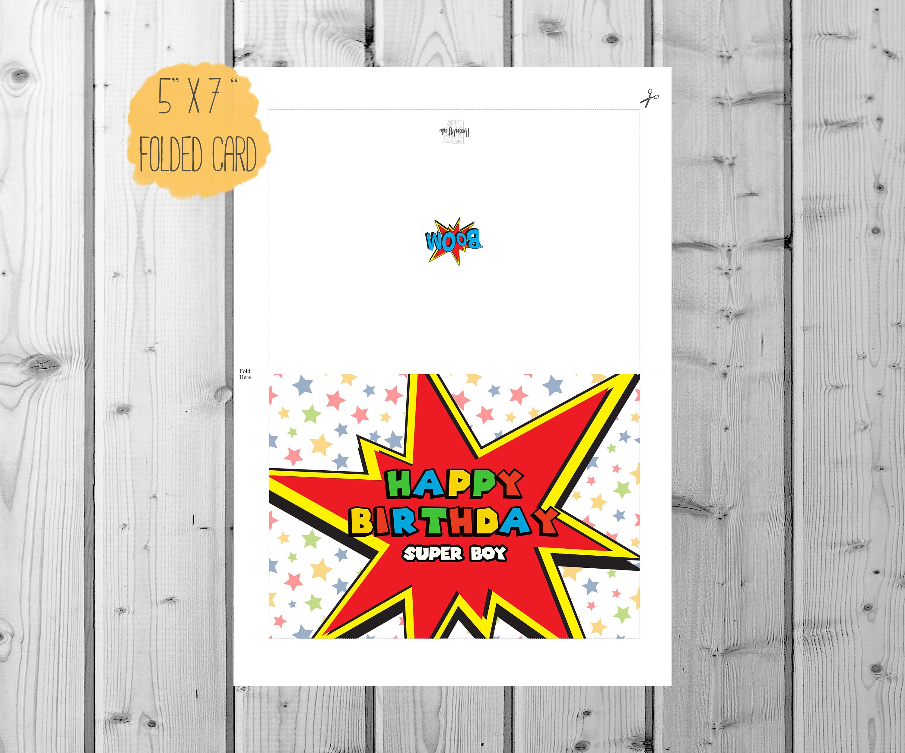 Digital Printable Personalised Super Boy Birthday Card 4x6 5x7. Super ...