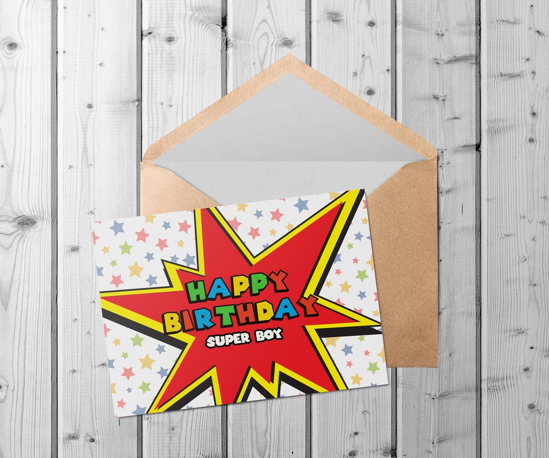 Digital Printable Personalised Super Boy Birthday Card 4x6 5x7. Super ...