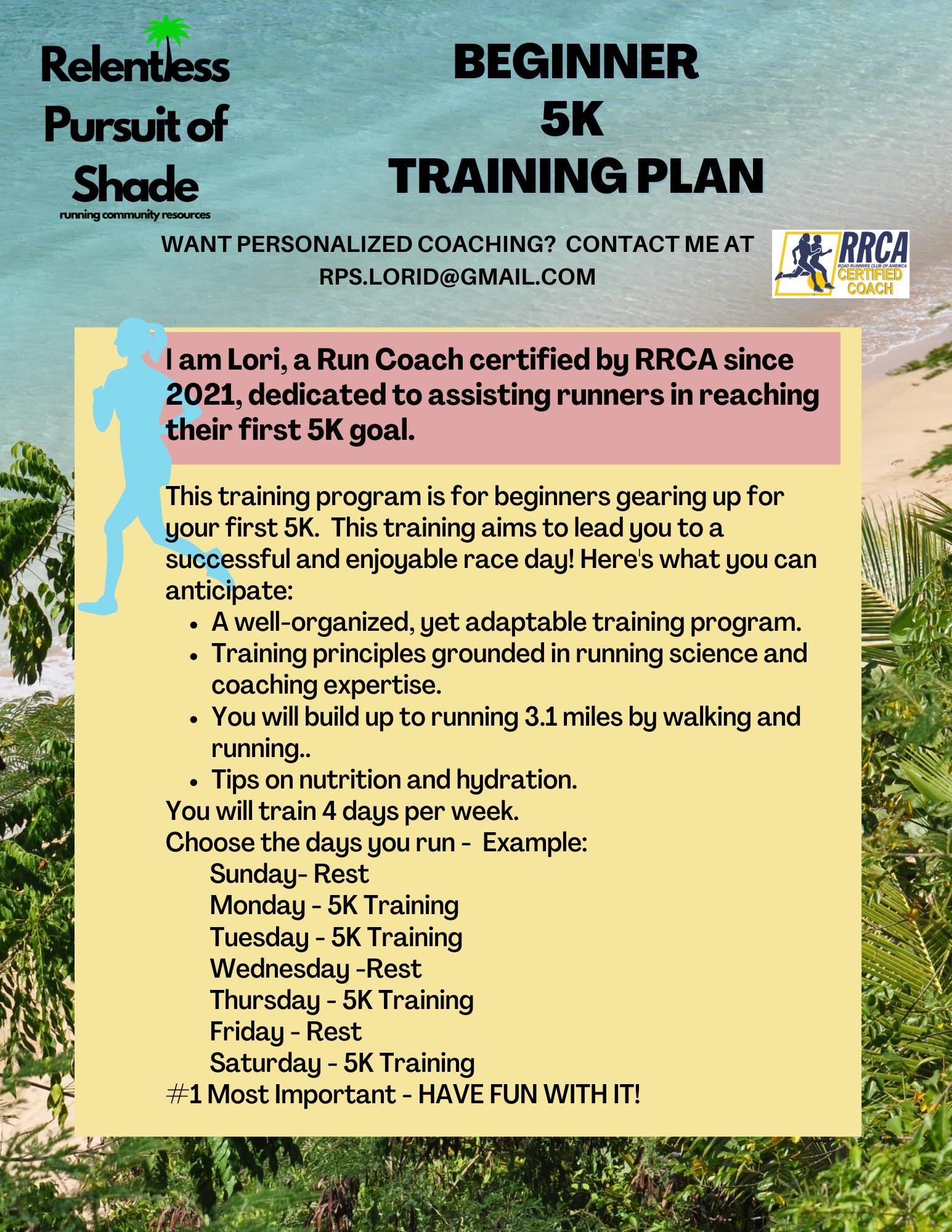 5K Beginner 6 Week Training Plan by RRCA Certified Run Coach - Etsy
