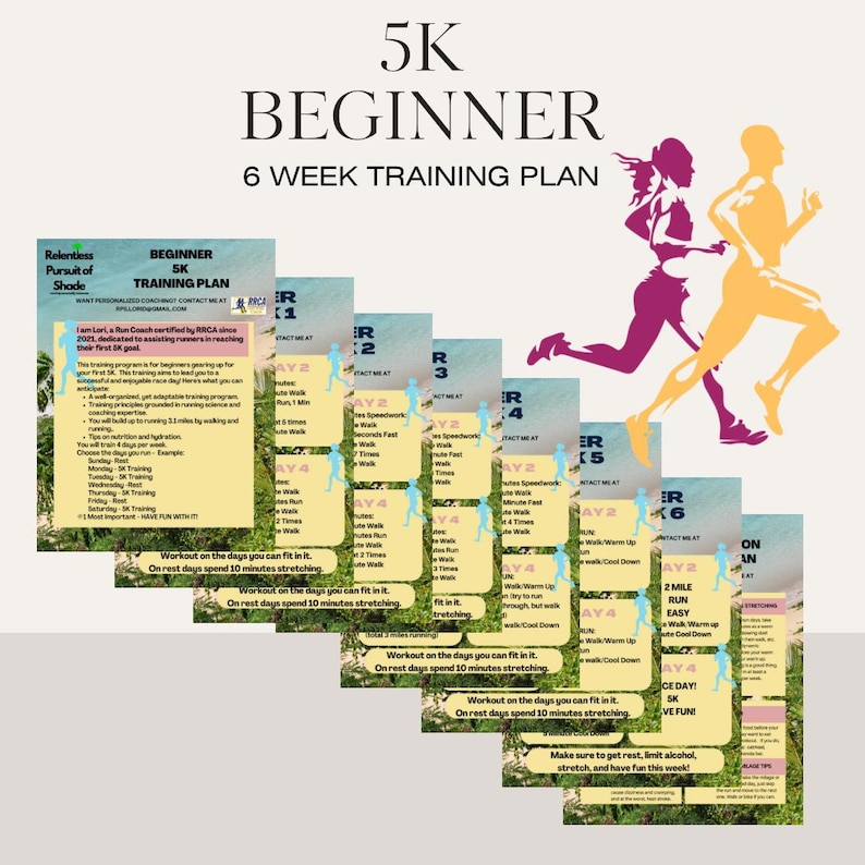 5K Beginner 6 Week Training Plan by RRCA Certified Run Coach - Etsy