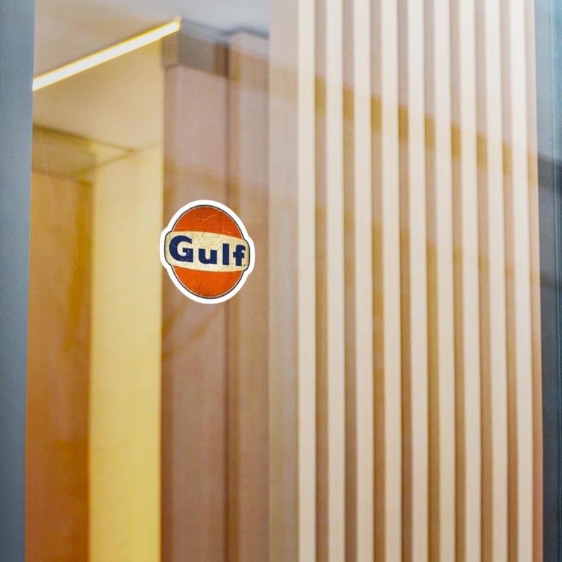RACING STICKER, Kiss-cut Vinyl Decals, Vintage Gulf Oil Racing Sticker ...