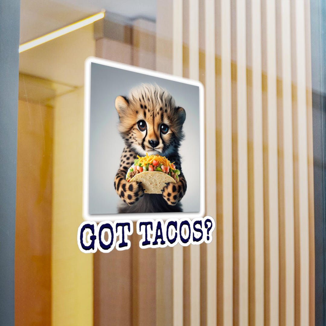 Vinyl Decals, Funny Cheetah Taco Stickers, Cute Animal Decal, Laptop ...