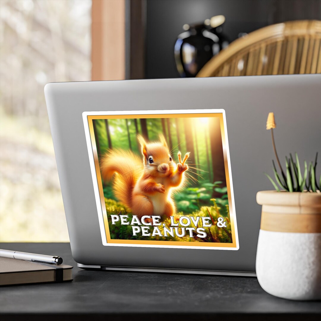 SQUIRREL Vinyl Decal: Squirrel Peace Sign 'peace, Love & Peanuts ...