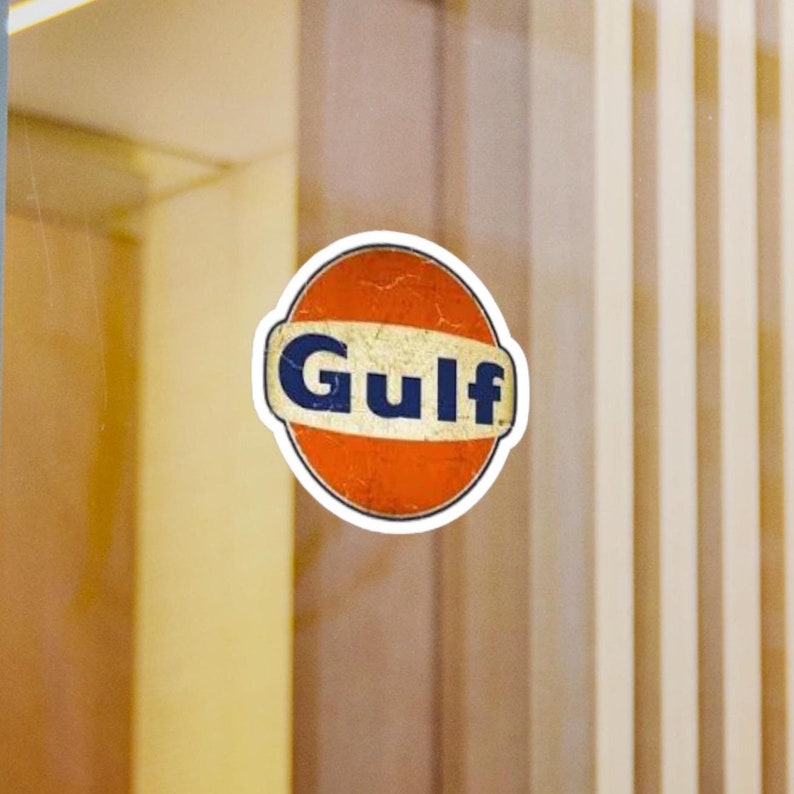 RACING STICKER, Kiss-cut Vinyl Decals, Vintage Gulf Oil Racing Sticker ...