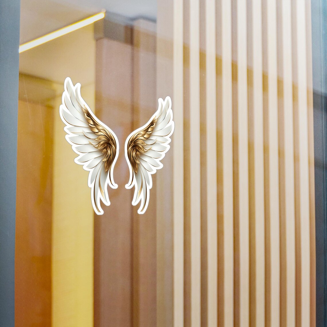 Angel Wings Decals, White and Gold Tipped, Vinyl Wall Stickers ...