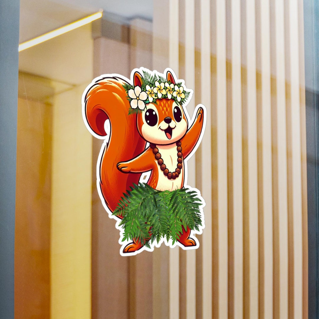 Hula Squirrel Decals, Tropical Animal Stickers, Cute Vinyl Decals ...