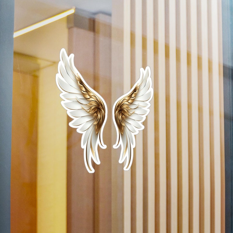Angel Wings Decals, White and Gold Tipped, Vinyl Wall Stickers ...