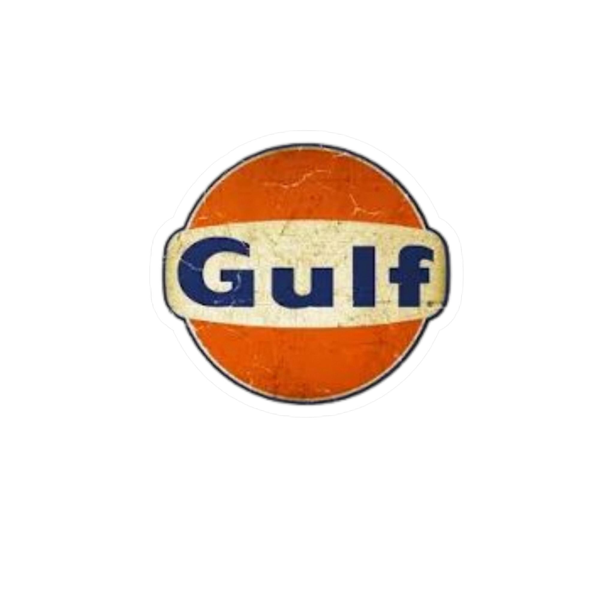 RACING STICKER, Kiss-cut Vinyl Decals, Vintage Gulf Oil Racing Sticker ...