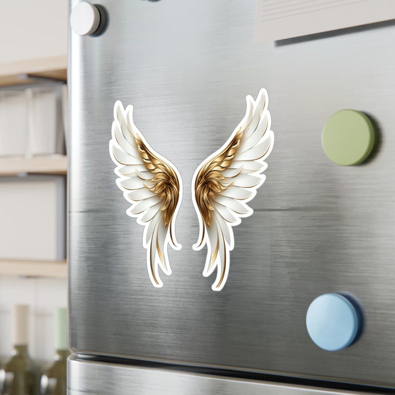 Angel Wings Decals, White and Gold Tipped, Vinyl Wall Stickers ...