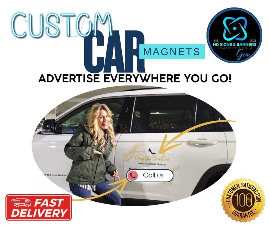 2pc Custom Full Color Magnetic Car Signs, Business Advertising ...