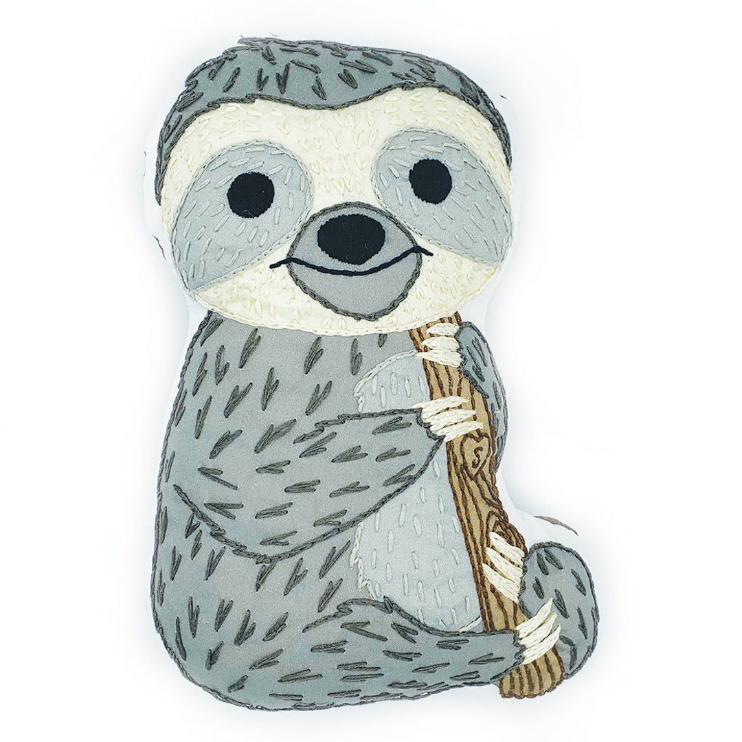 Sloth Plush Doll Hand Embroidery Kit Animals Sewing Pattern - Etsy