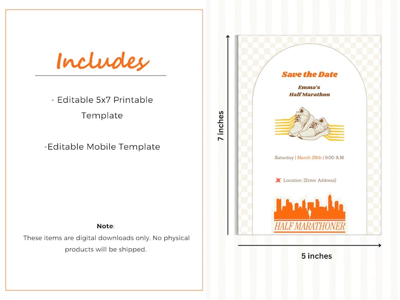 Printable Marathon Invitation | Fully Customizable, Canva Template ...