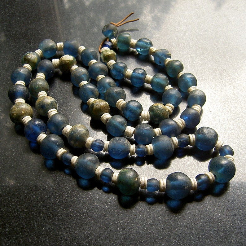 Medieval African Blue Folded Glass Beads - Etsy