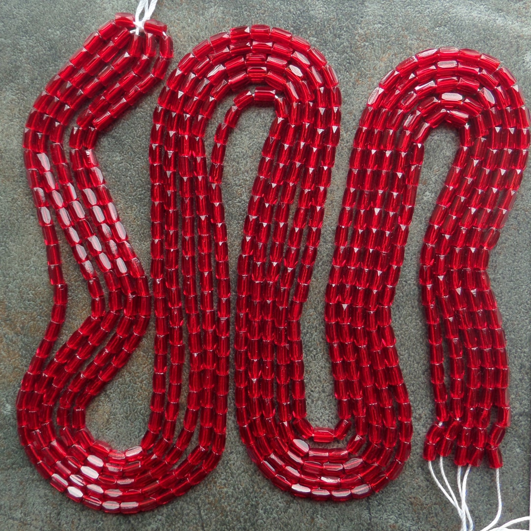 Slinky Vintage Czech Glass Russian-cut Beads in Ruby Red - Etsy