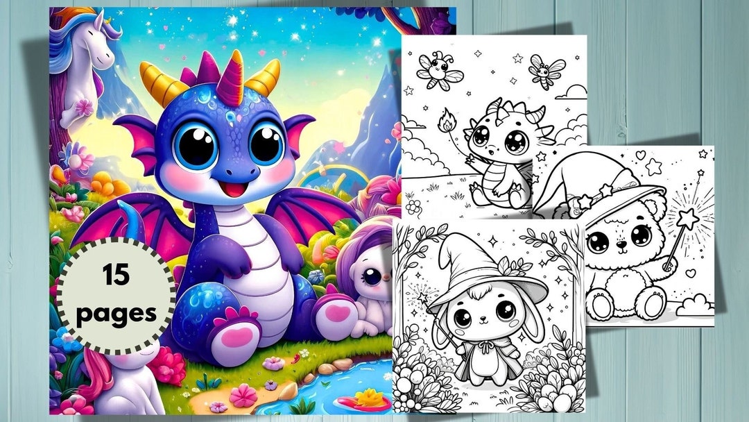 15 Cute Fantasy Coloring Pages for Kids, Dragons Coloring, Unicorns ...