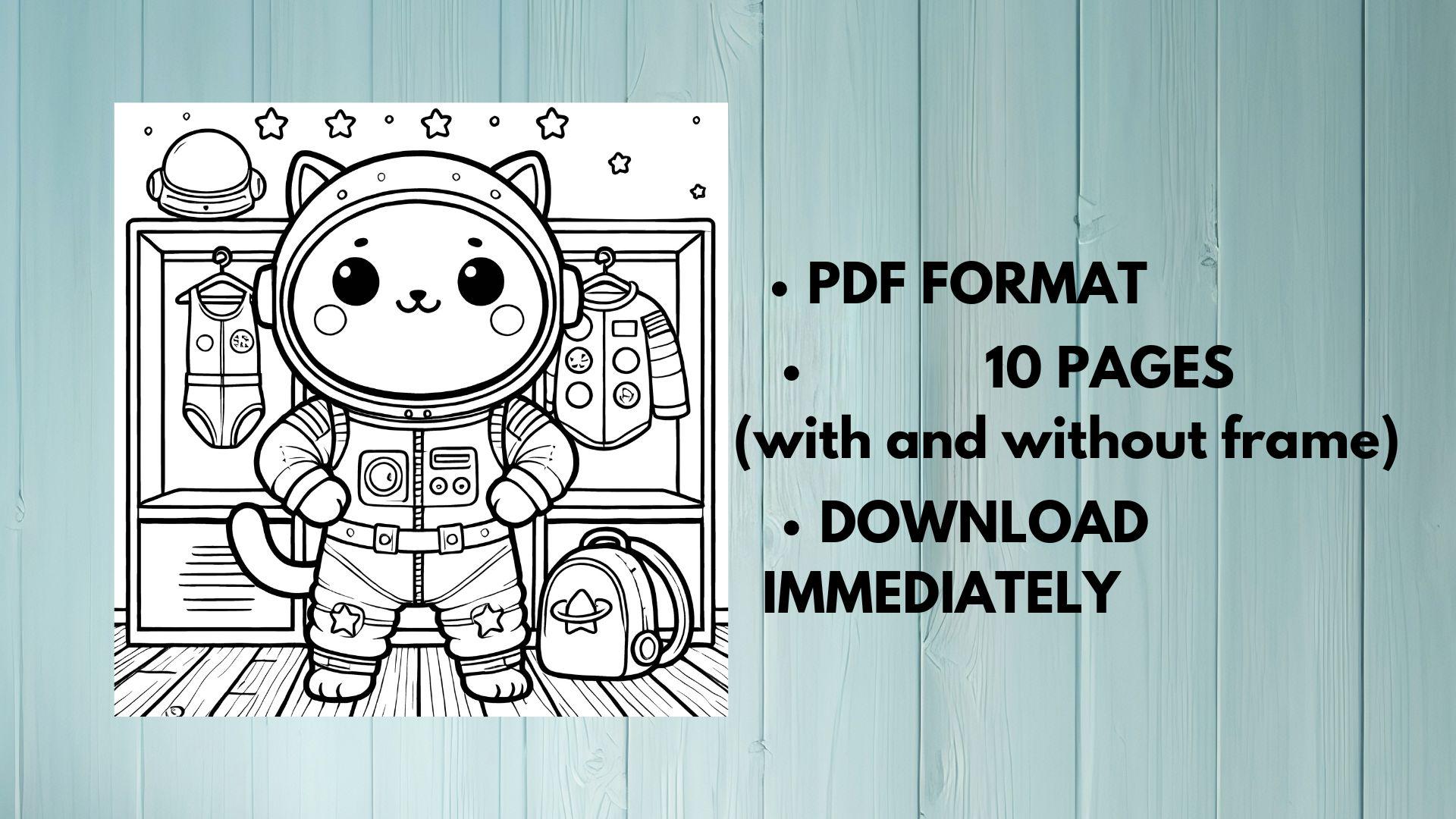 10 Cute Cats Astronauts Coloring Pages. Cute Space Coloring Pages ...
