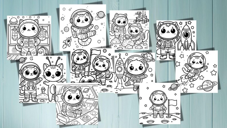 10 Cute Cats Astronauts Coloring Pages. Cute Space Coloring Pages ...
