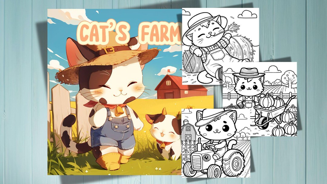 20 Cute Cats Coloring Pages, Simple Coloring Pages, Cats Farm Color ...