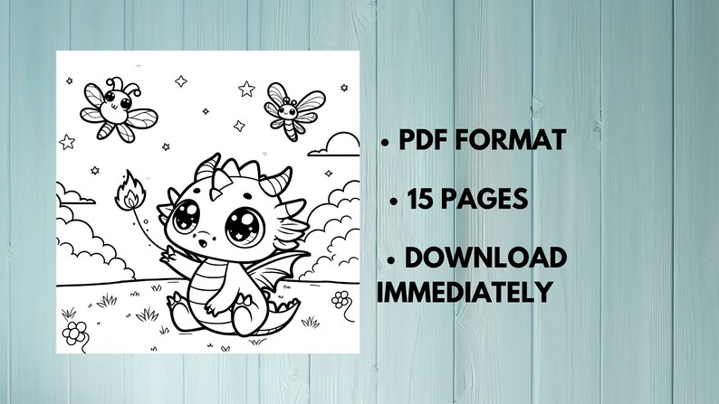 15 Cute Fantasy Coloring Pages for Kids, Dragons Coloring, Unicorns ...