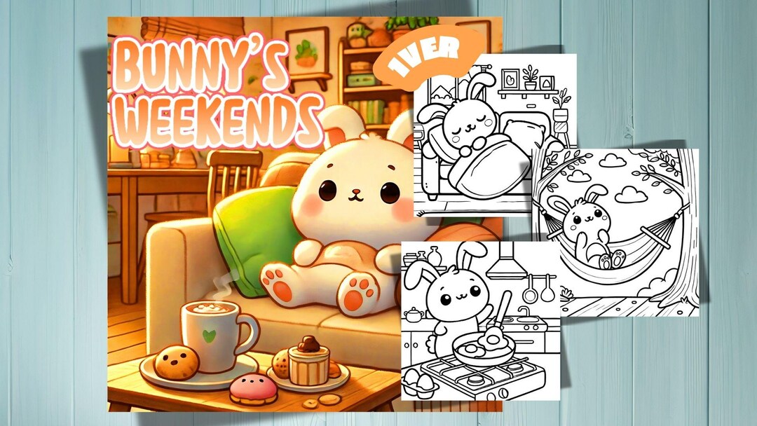 12 Cute Bunny Coloring Pages. 1 Ver Cute Bunnys Weekends Coloring Book ...
