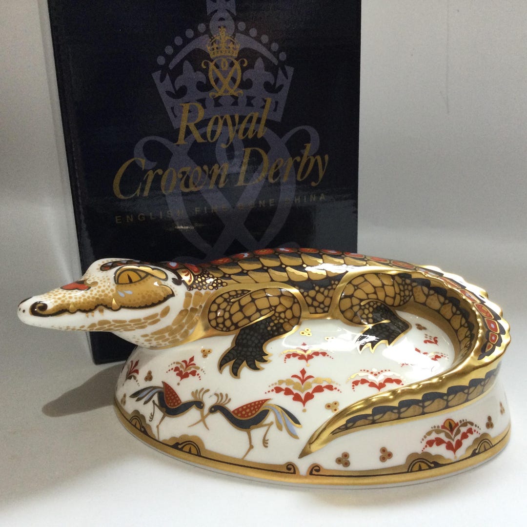 BOXED Royal Crown Derby CROCODILE Paperweigjt - Etsy