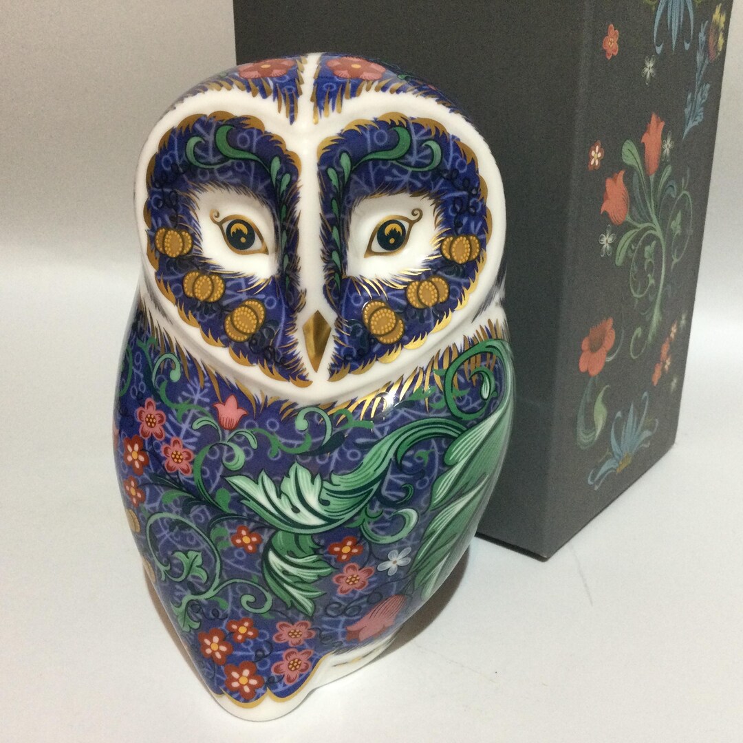 BOXED Royal Crown Derby PERIWINKLE OWL Paperweight - Etsy