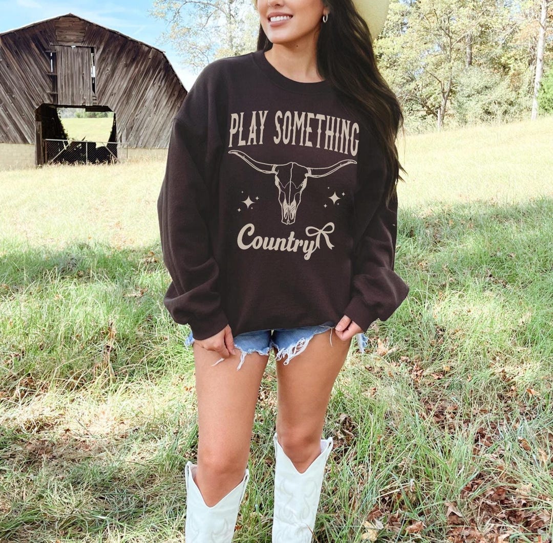Play Something Country Sweatshirt Soft Comfort Colors® Western Graphic ...