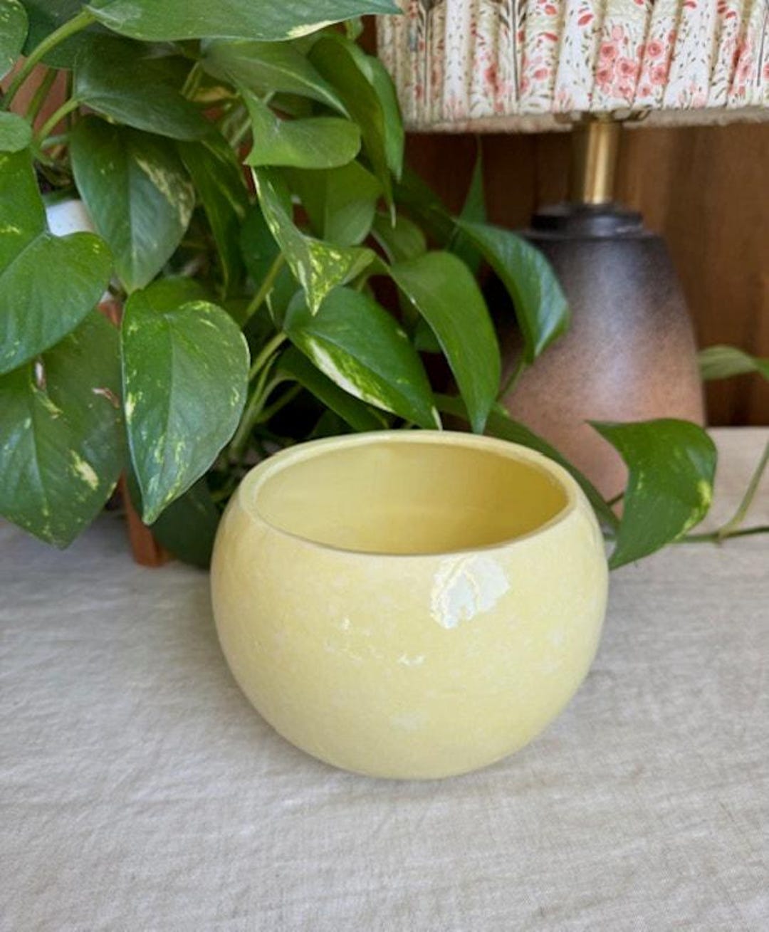 Vintage Yellow Planter - Etsy