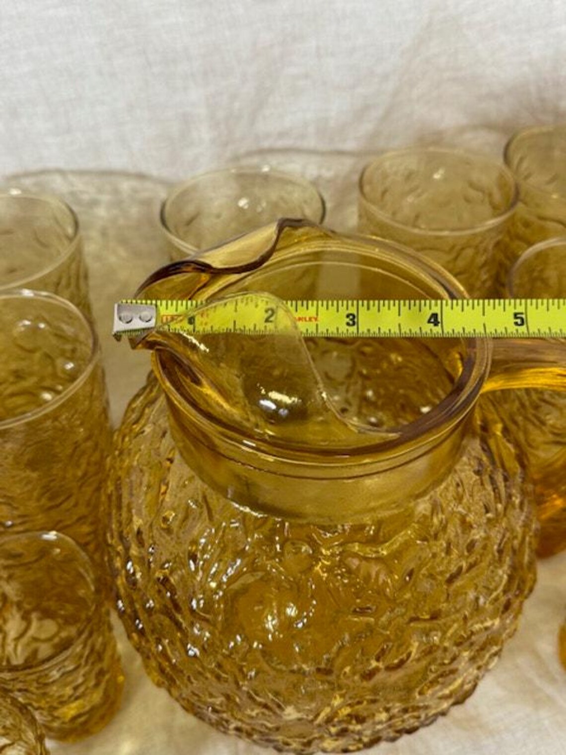 Vintage Anchor Hocking Lido Milano Honey Pitcher and Glass Set - Etsy