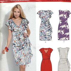 UNCUT Dress With Side Ruffle Bust 34-42 New Look 6123 Sewing Pattern - Etsy
