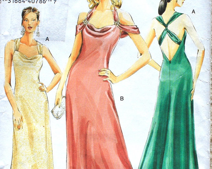 UNCUT Bias Dress Sewing Pattern With Halter or Twisted Back Interest ...