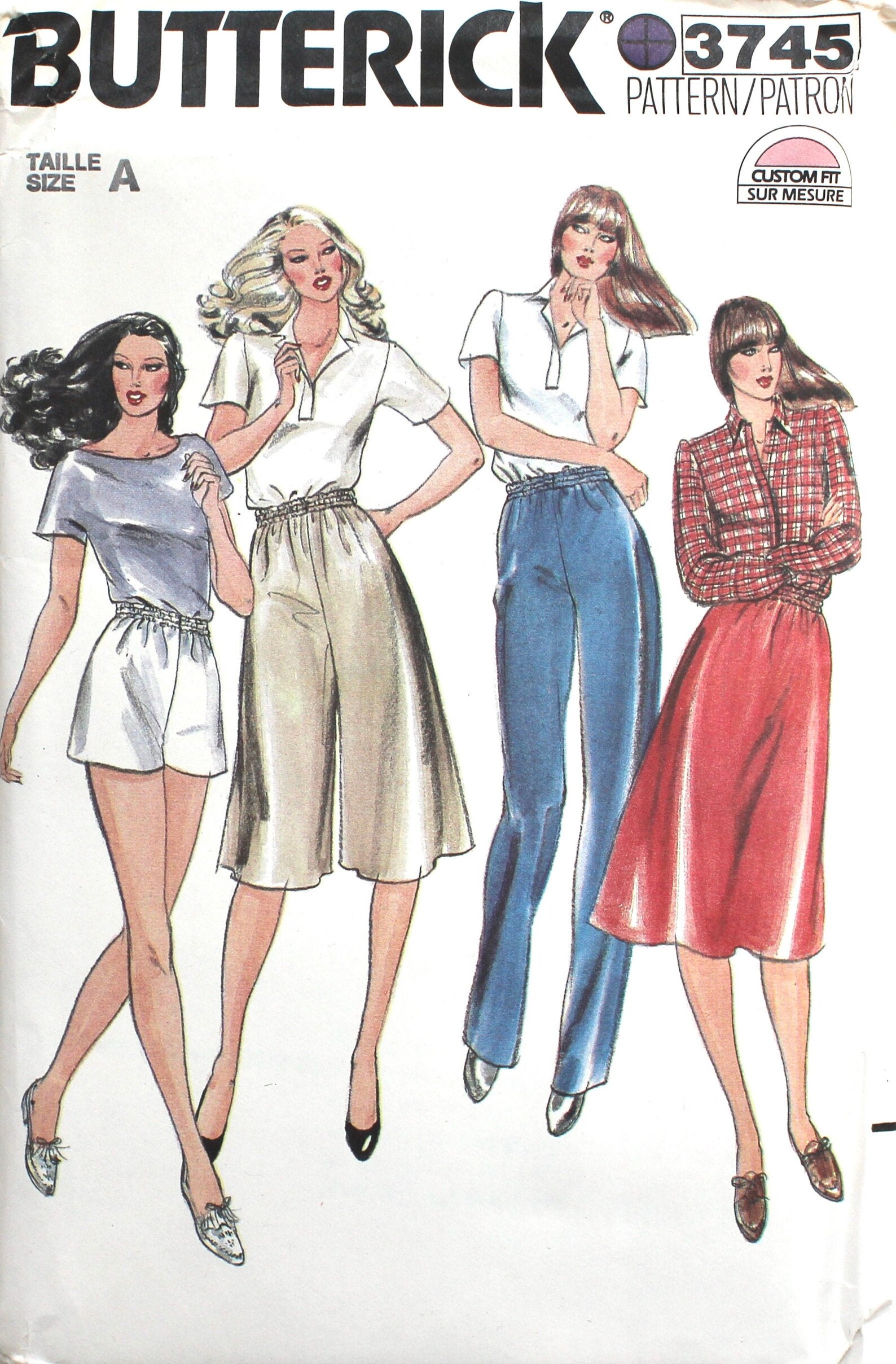UNCUT Shorts, Culottes, Pants and Skirt Waist 24 - 26.5 Butterick 3745 ...