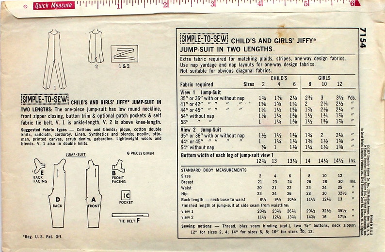 Jiffy Jumpsuit Size 4 Simplicity 7154 - Etsy