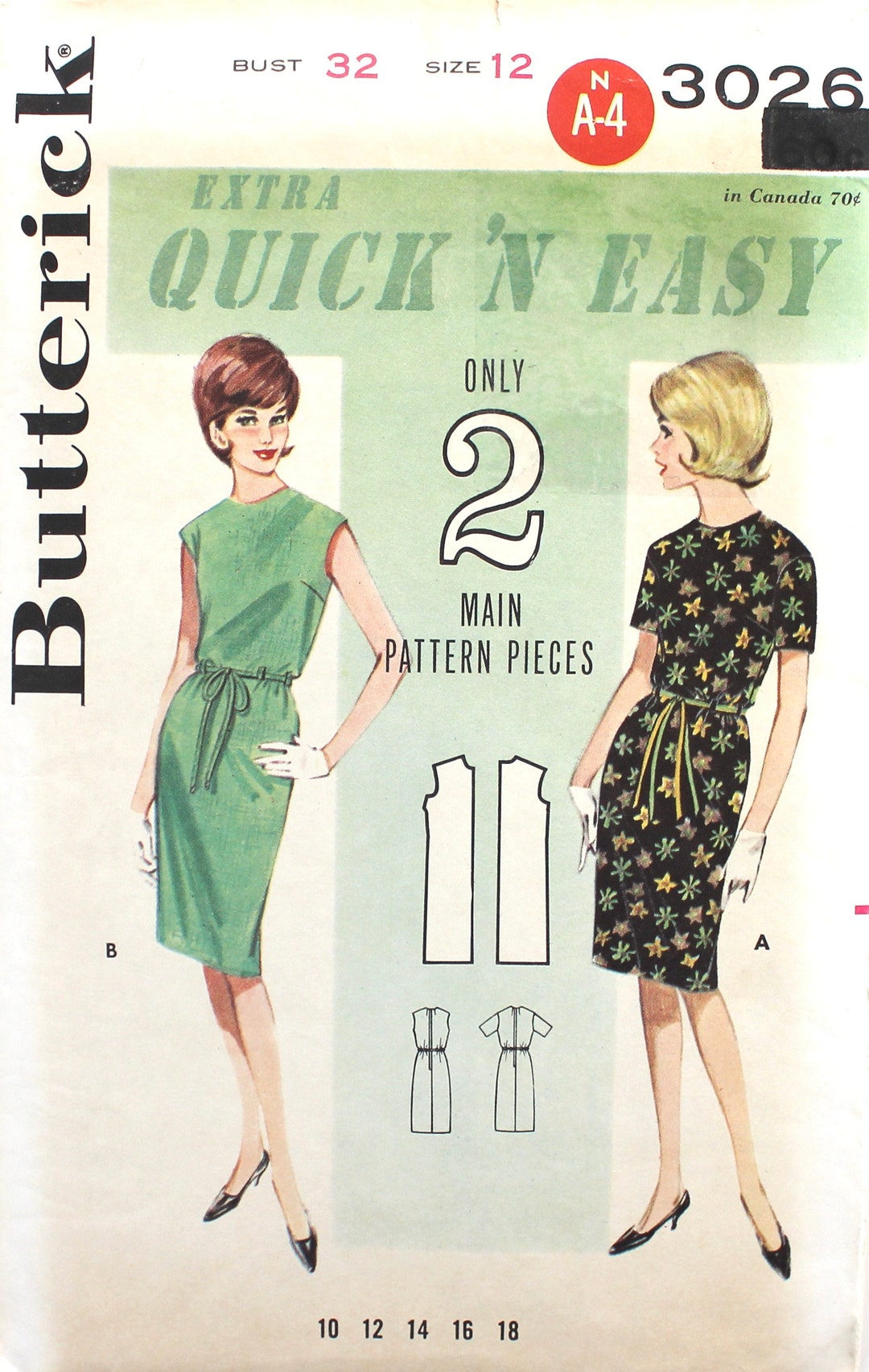 Extra Quick N' Easy Shift With Extended Shoulders Bust 32 Size 12 ...